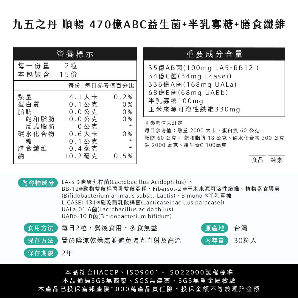 順暢．470億ABC綜合益生菌 | 九五之丹
